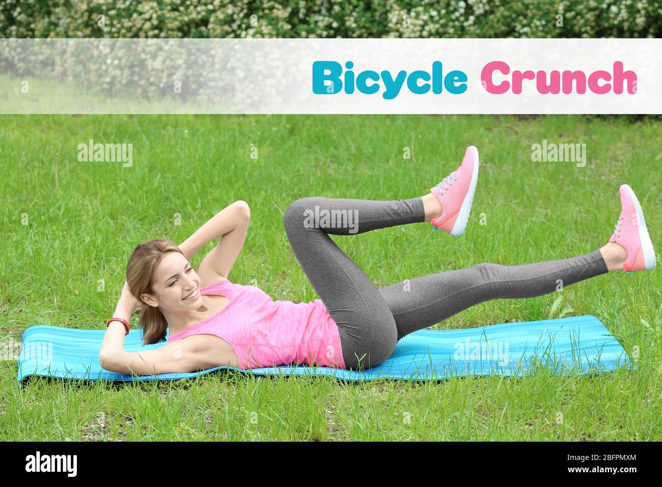Bicycle crunch exercise female hi-res stock photography and images - Alamy