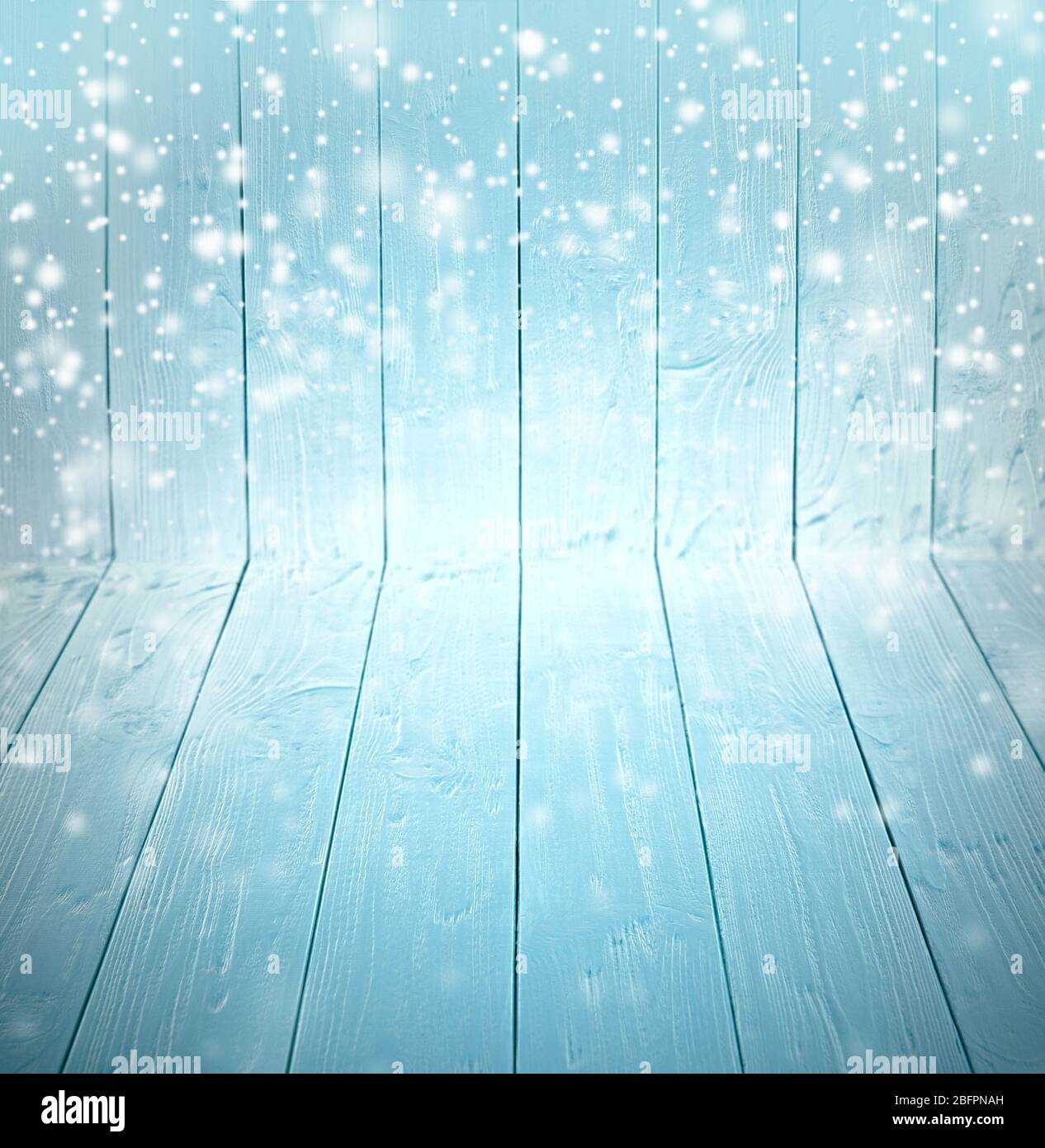 Snowflakes and wooden texture background. Christmas and New Year 2018 ...
