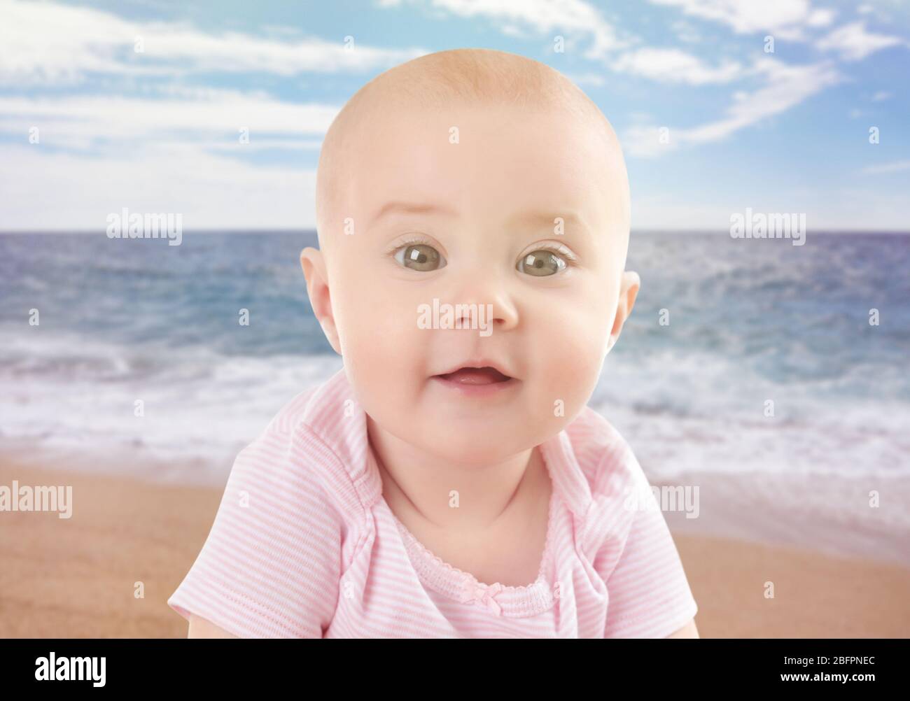 Cute little girl on sea shore. Baby holidays concept Stock Photo - Alamy