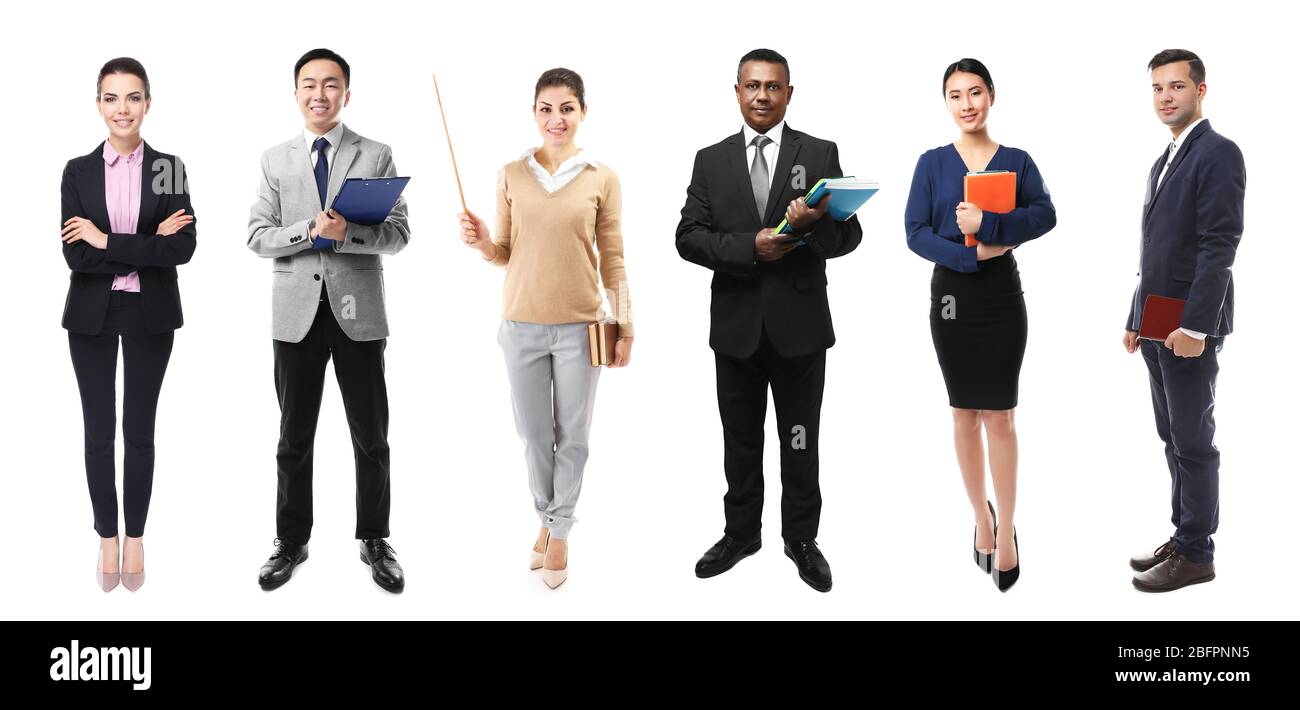 Collage of teachers on white background Stock Photo - Alamy