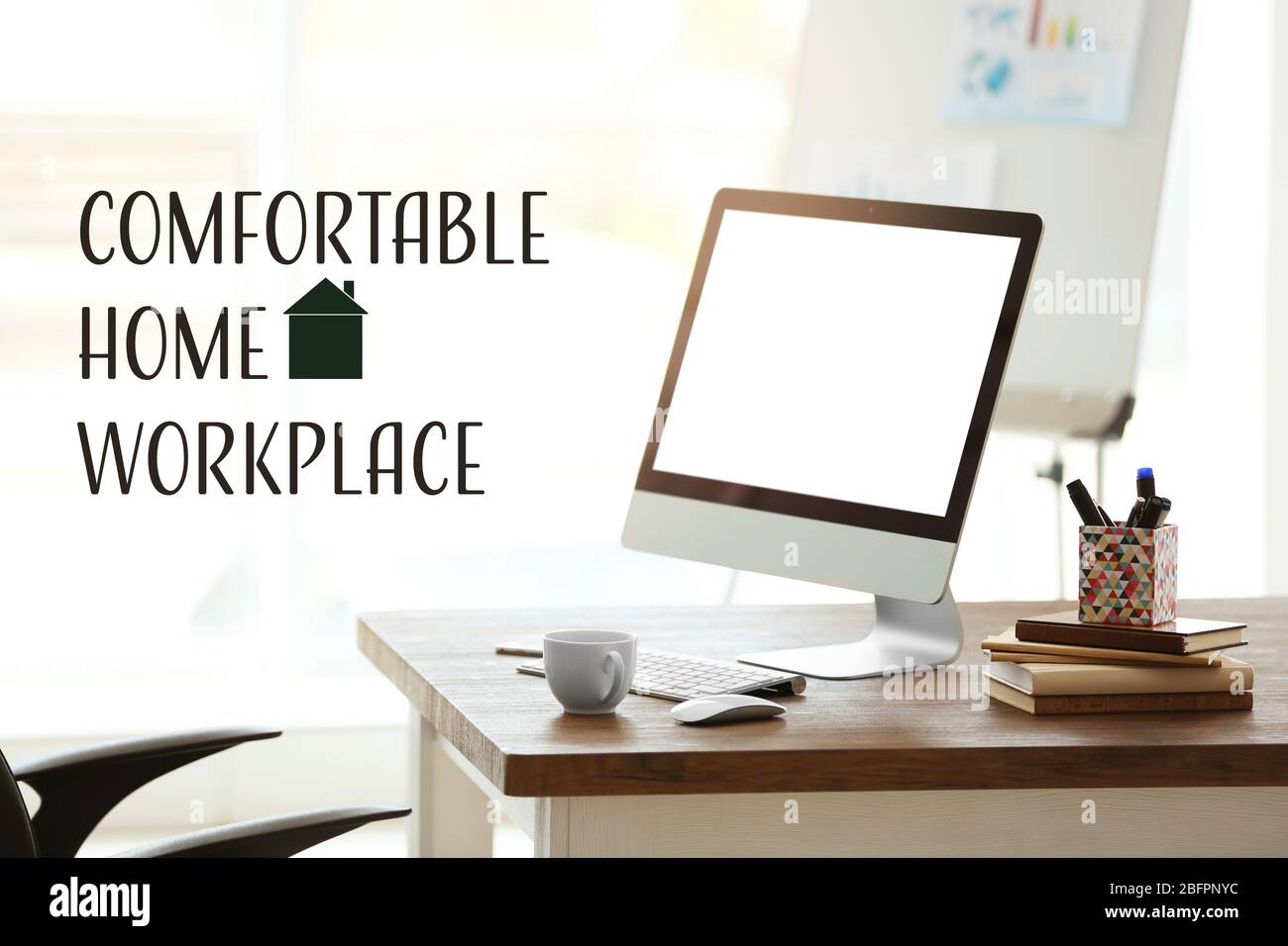 Comfortable workplace with modern computer at home Stock Photo - Alamy