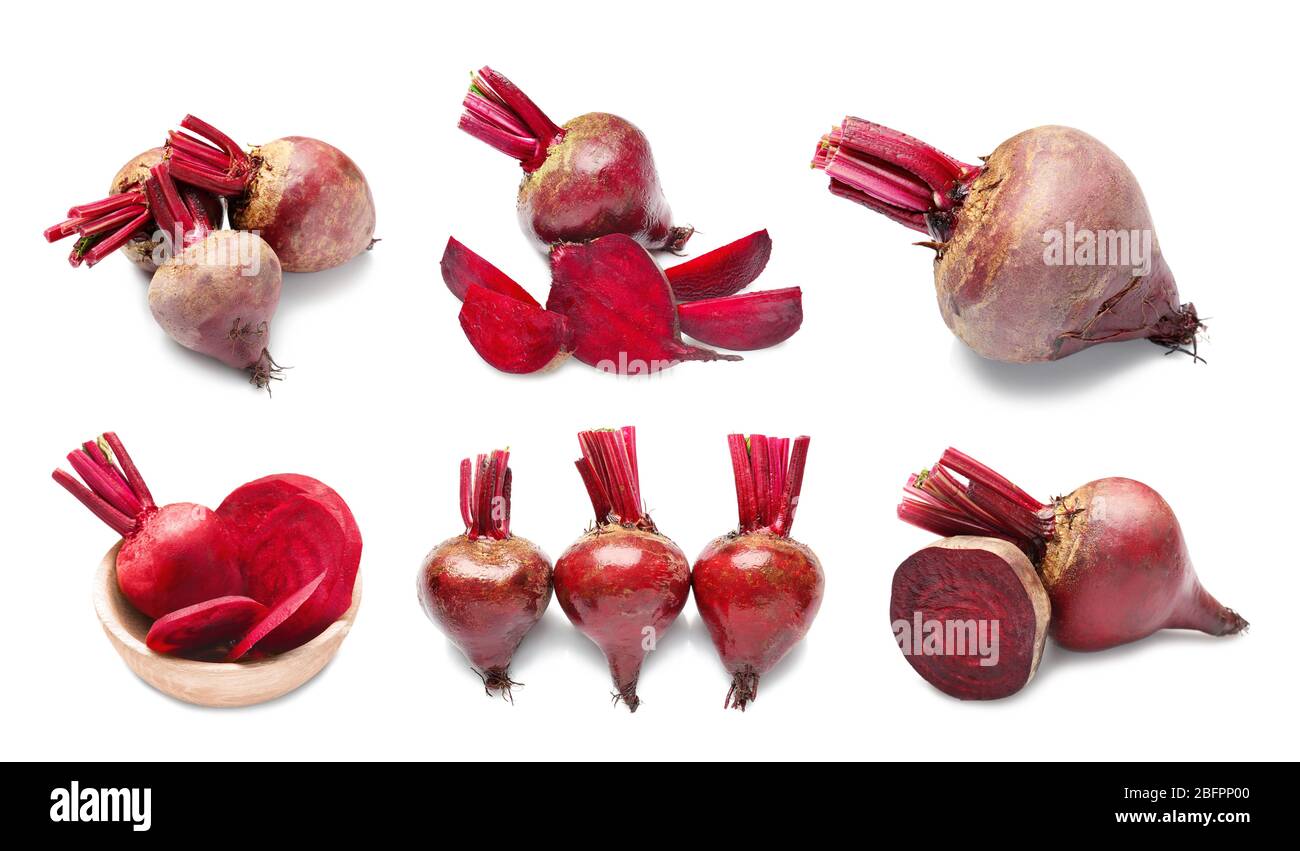 Collage of beets on white background Stock Photo - Alamy