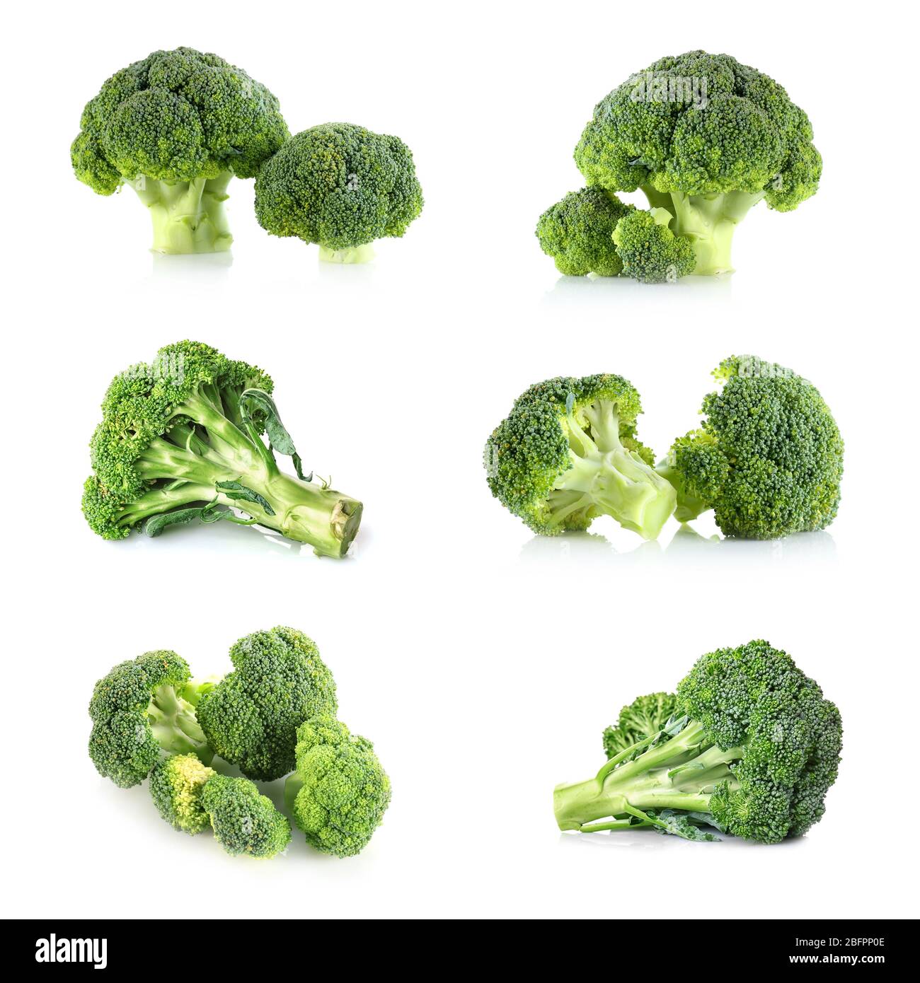 Collage of fresh broccoli on white background Stock Photo - Alamy
