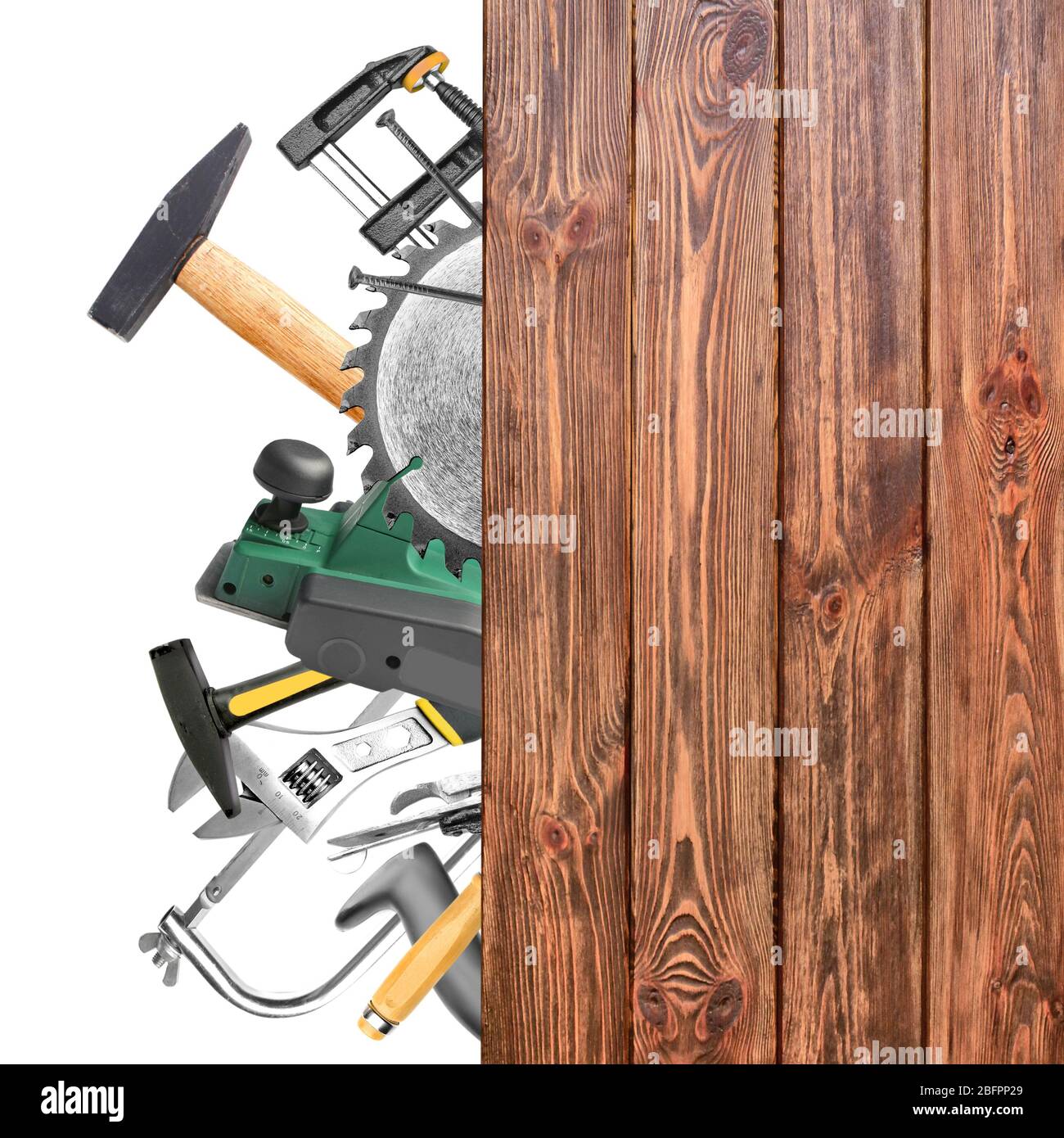 Carpentry construction tools collage background hi-res stock ...