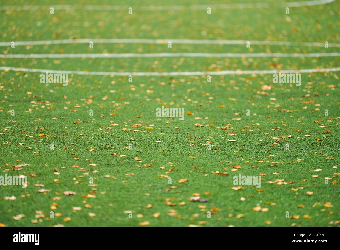 Artificial grass, sports field cover with marking. Artificial turf used ...