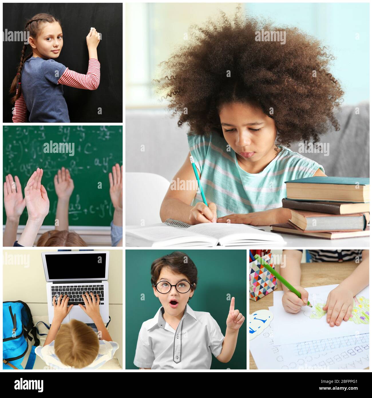 Collage with schoolchildren of different ages Stock Photo - Alamy