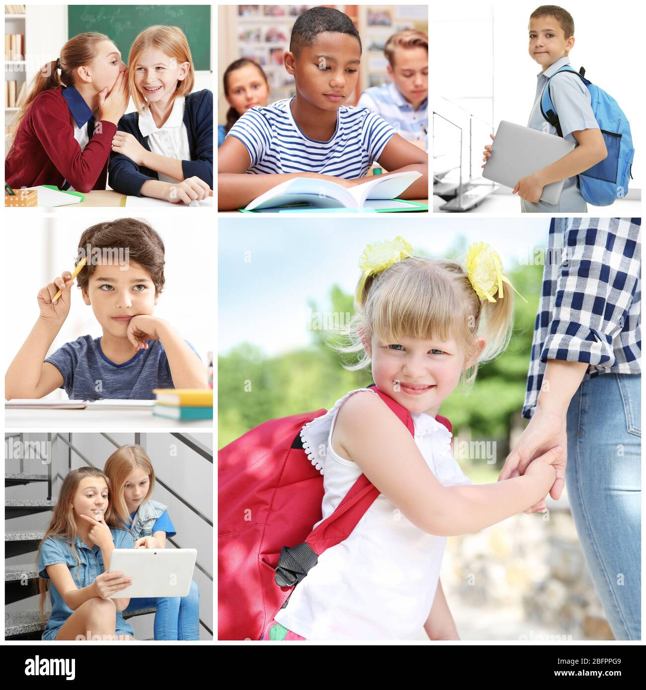 Collage with schoolchildren of different ages Stock Photo - Alamy