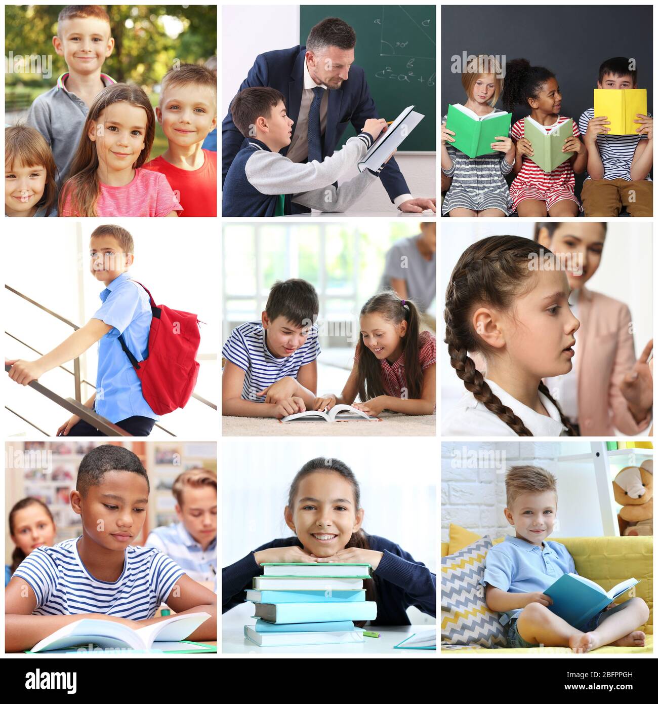 Collage with schoolchildren of different ages Stock Photo - Alamy