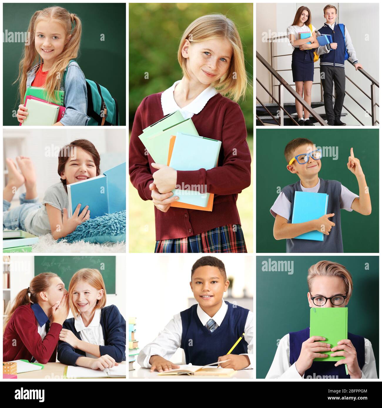Collage with schoolchildren of different ages Stock Photo - Alamy