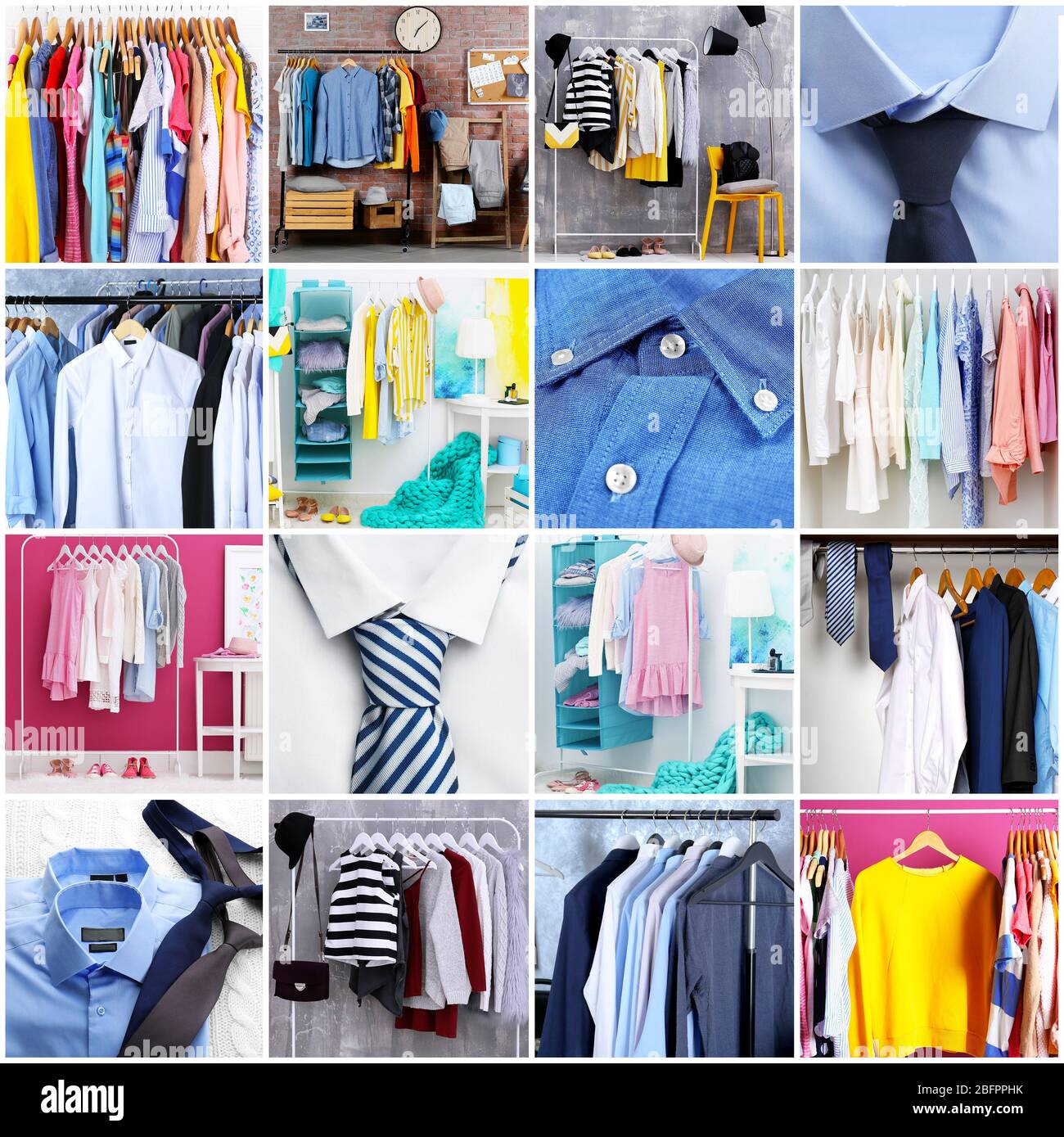 Collage of fashionable clothes at dressing room Stock Photo - Alamy