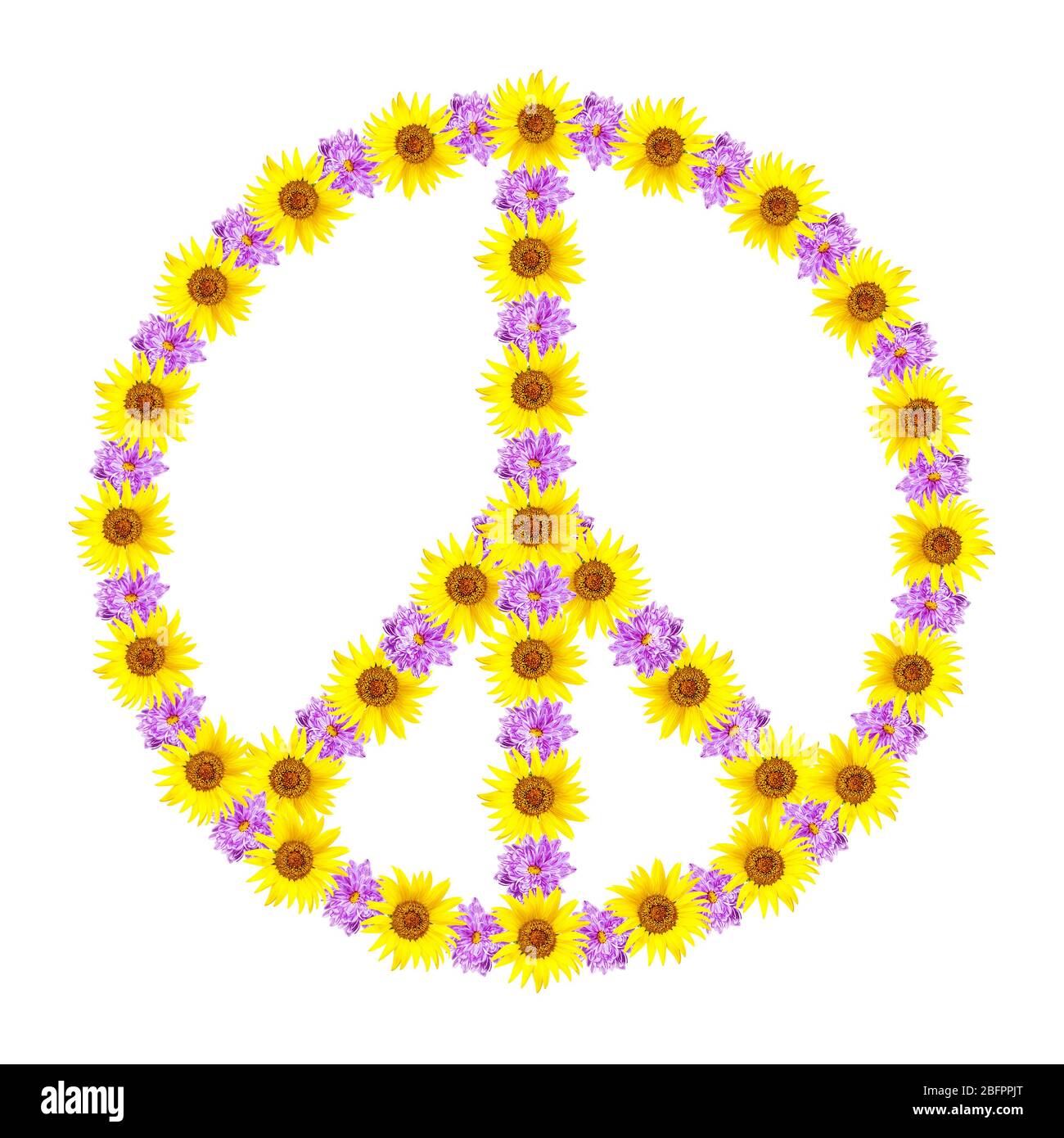 Peace symbol of beautiful flowers on white background Stock Photo - Alamy