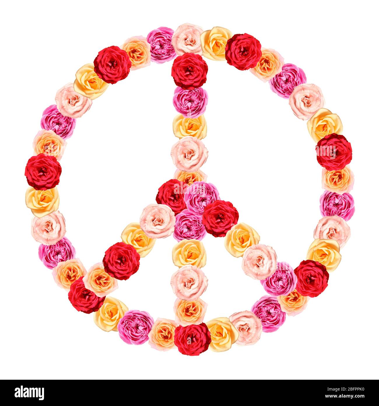 Peace symbol of beautiful flowers on white background Stock Photo - Alamy