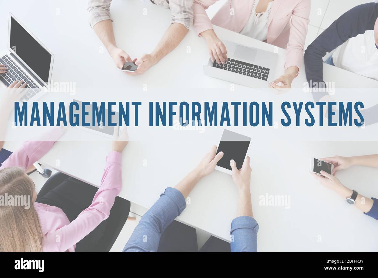 Concept of management information systems. People on business meeting ...