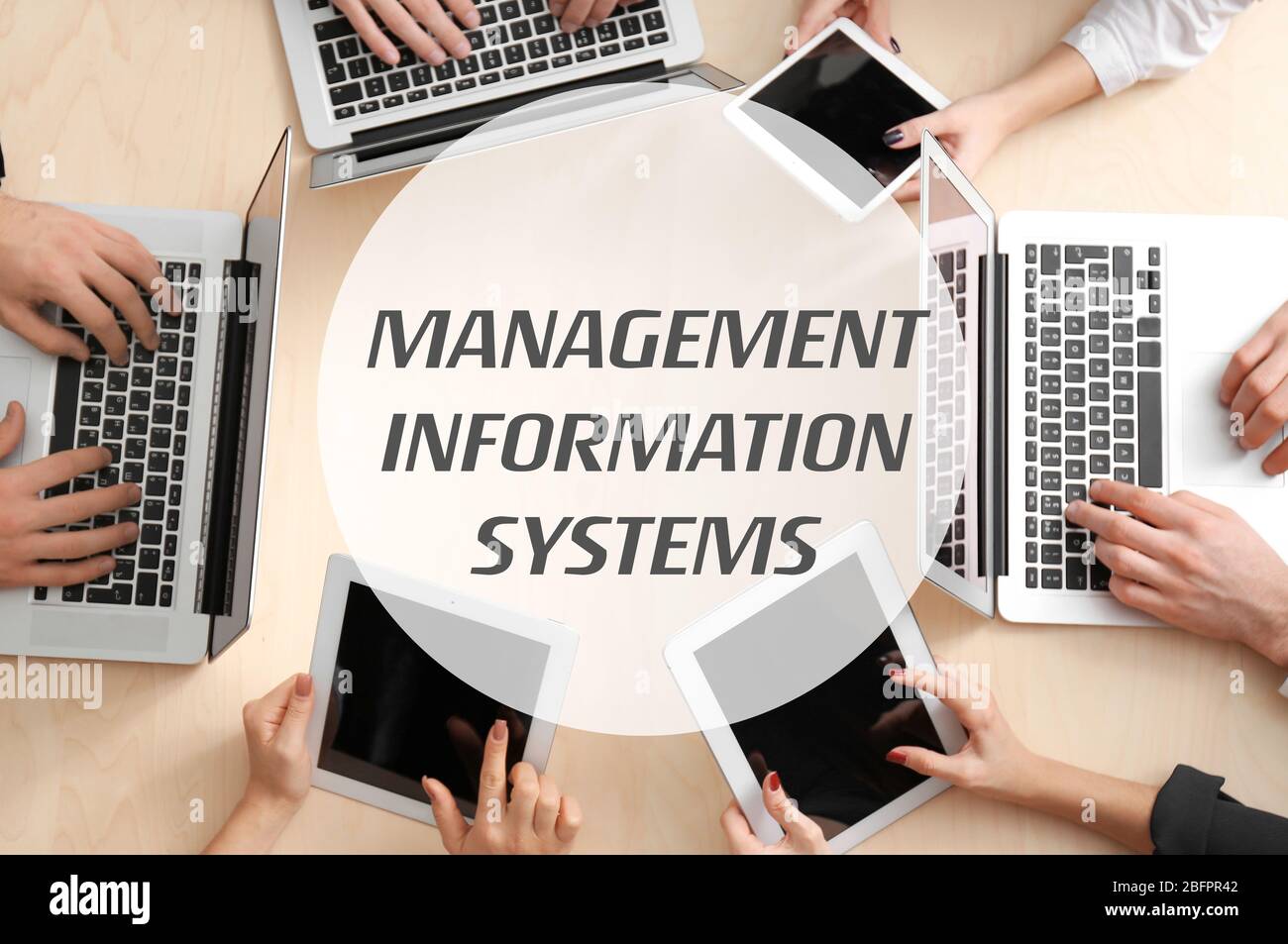 Concept of management information systems. People on business meeting ...