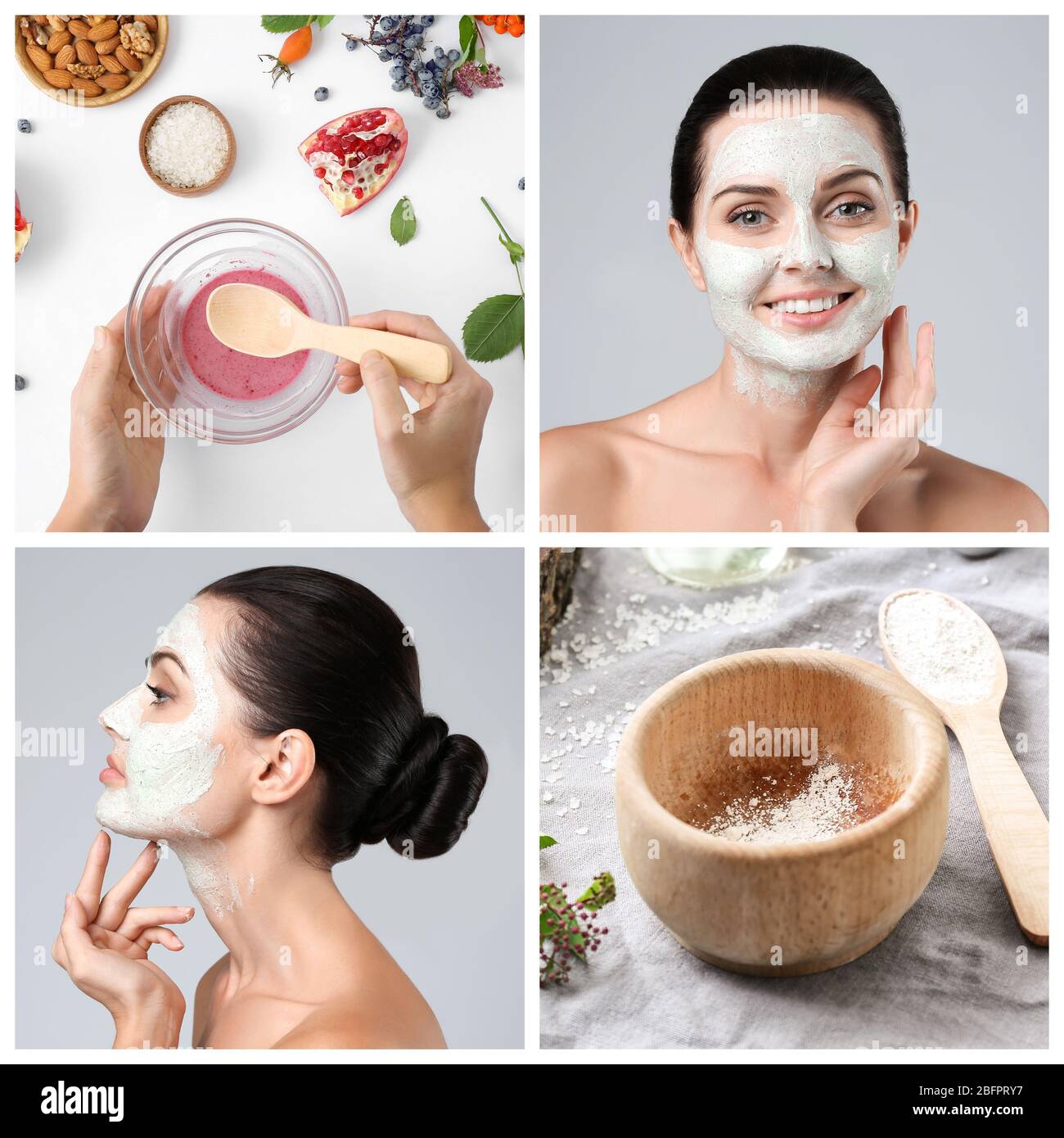 Collage for anti acne mask theme. Skin care concept Stock Photo - Alamy