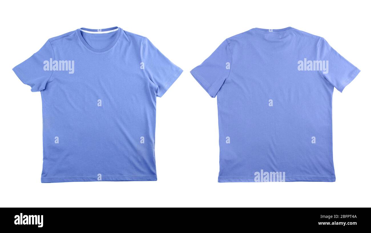 Different views of t-shirt on white background Stock Photo - Alamy