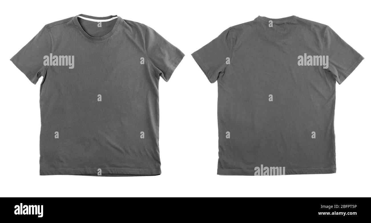 Different views of t-shirt on white background Stock Photo - Alamy