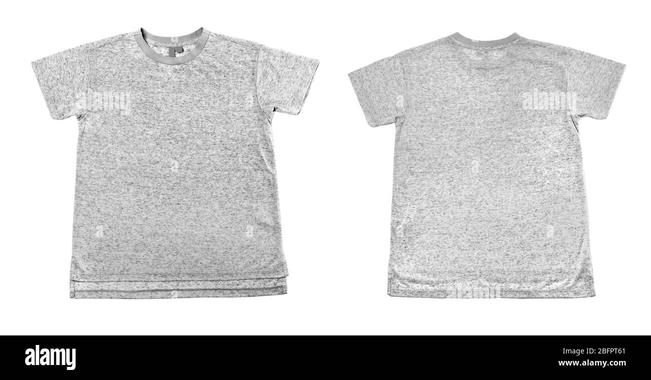 Different views of t-shirt on white background Stock Photo - Alamy
