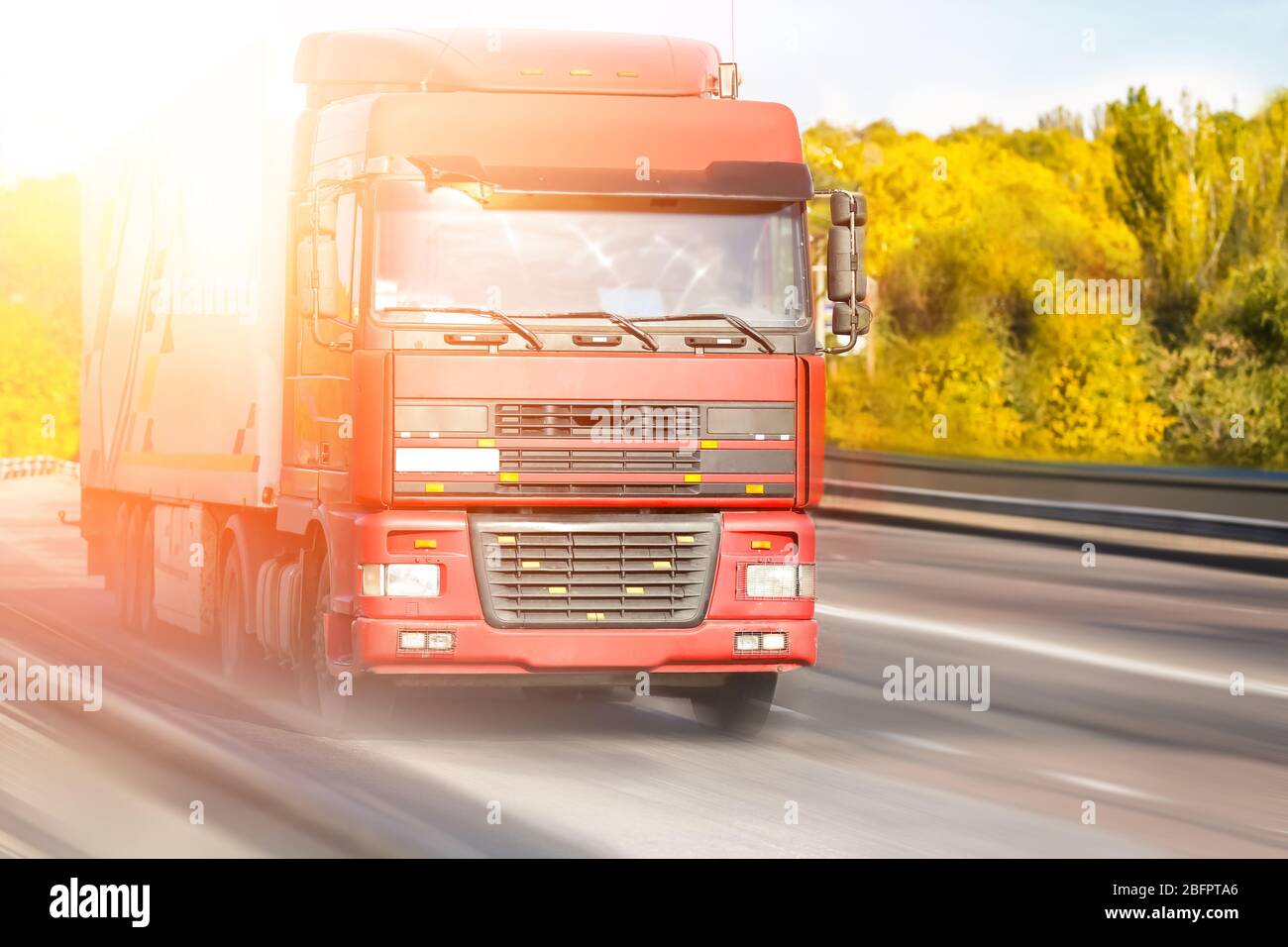 Modern truck on road. Wholesale and logistic concept Stock Photo - Alamy