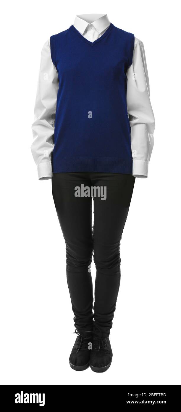 School uniform for girl on white background Stock Photo - Alamy