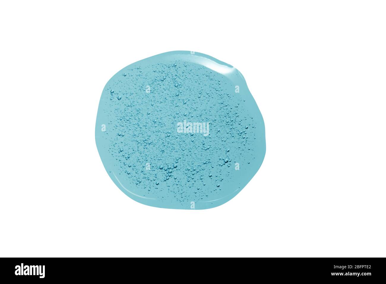 Blue serum texture. Clear liquid gel with bubbles swatch isolated on ...