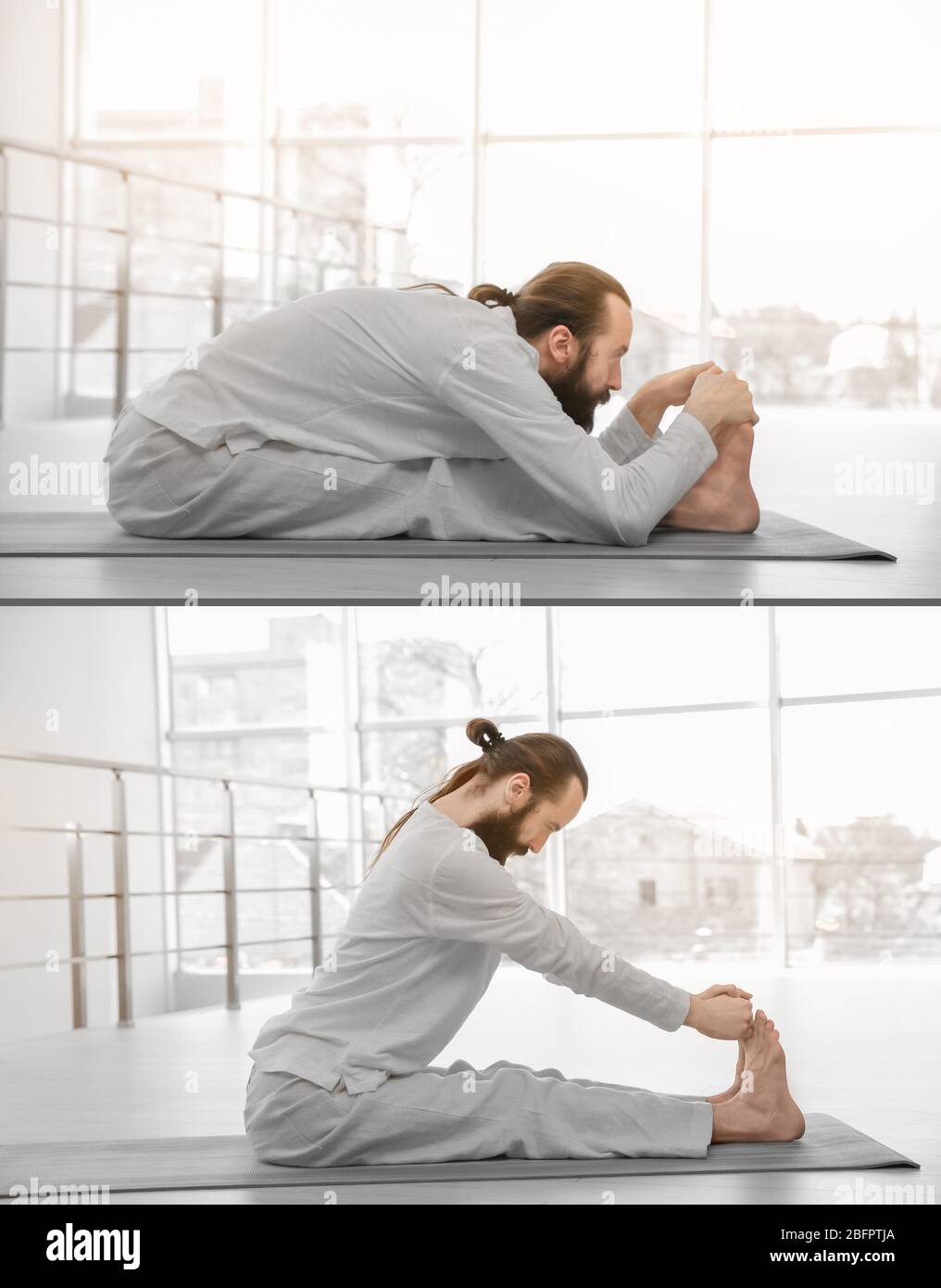 Man doing yoga poses hi-res stock photography and images - Alamy