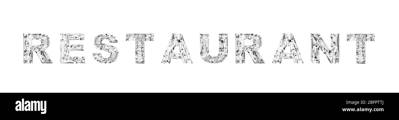 Word RESTAURANT made of cutlery on white background. Creative design ...