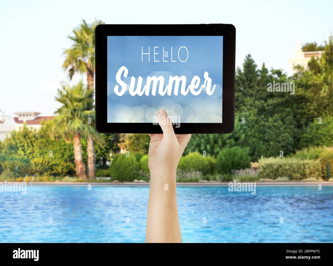 Female hands holding text interactive hi-res stock photography and ...