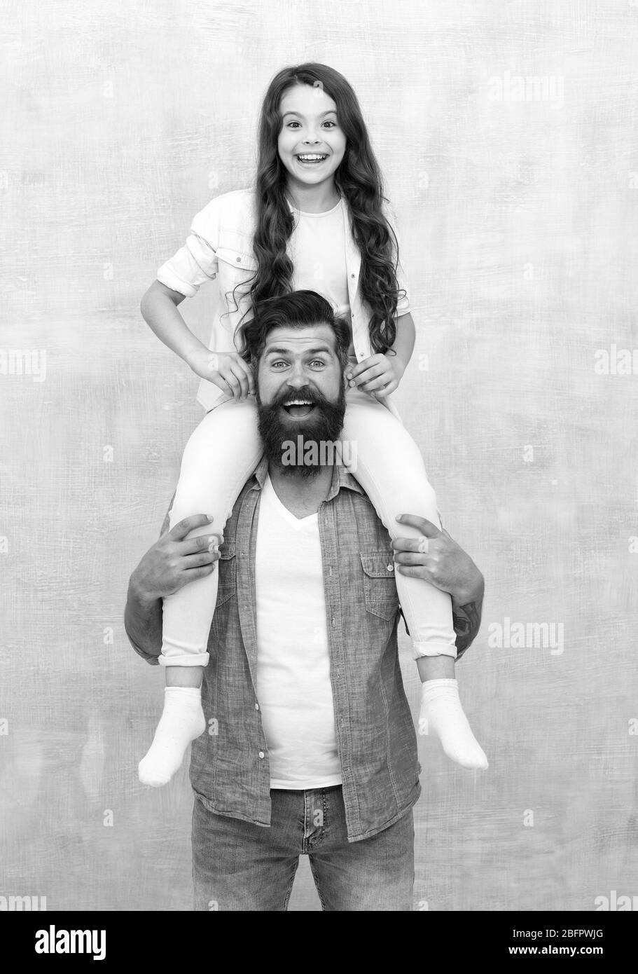 Birthday boy. Happy to be father. Dad and daughter having fun. Cheerful ...