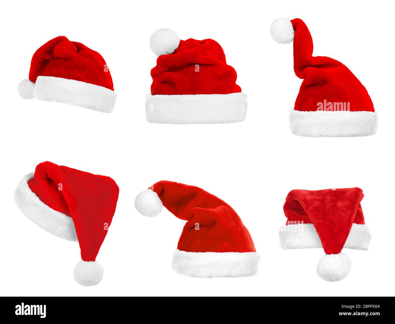 Collage of Santa's hats on white background Stock Photo - Alamy