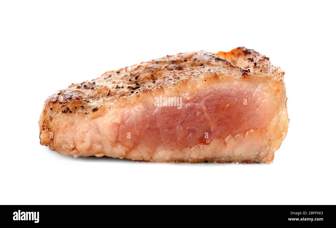 Medium rare steak on white background Stock Photo - Alamy