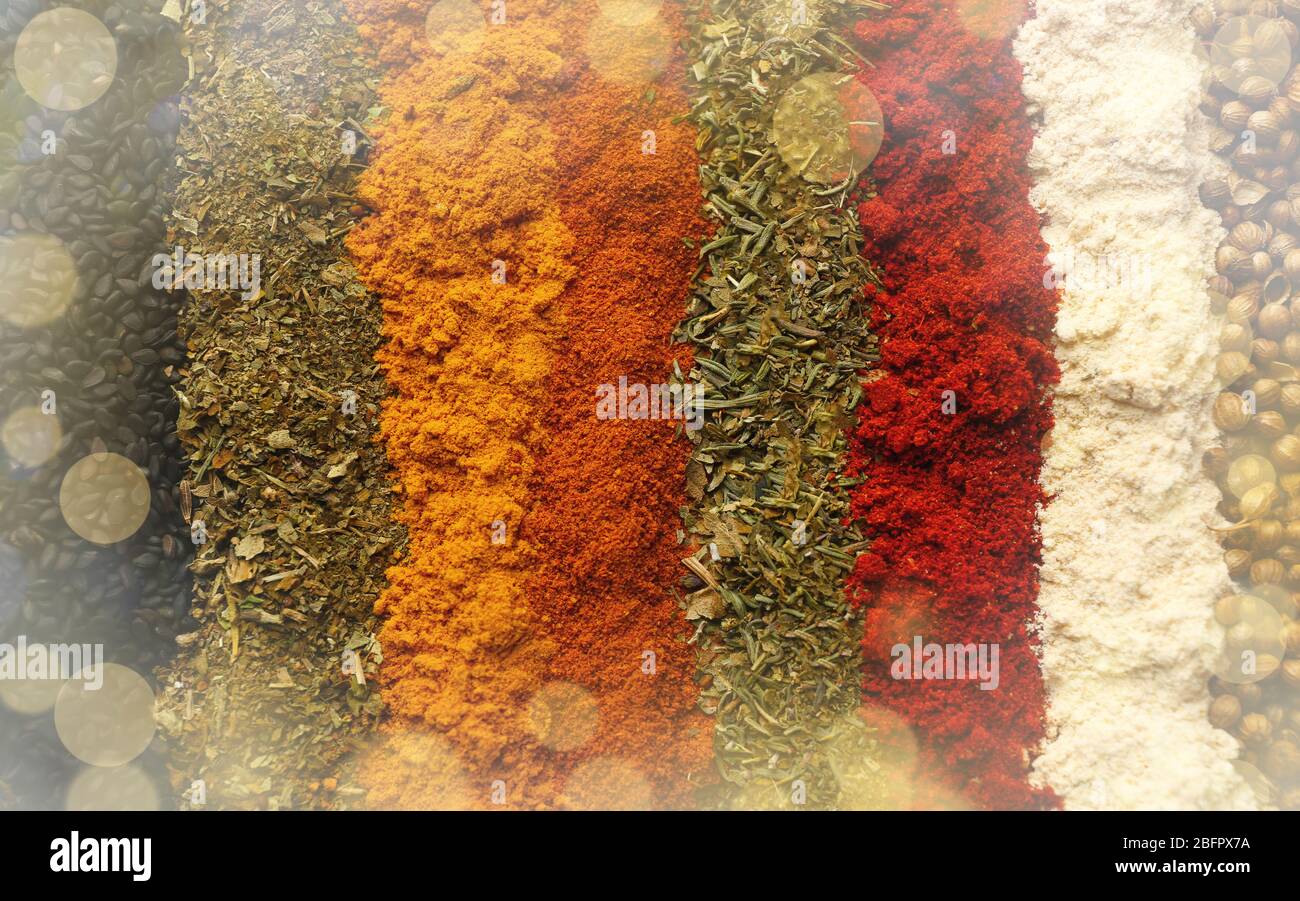 Rows of different spices, closeup Stock Photo - Alamy