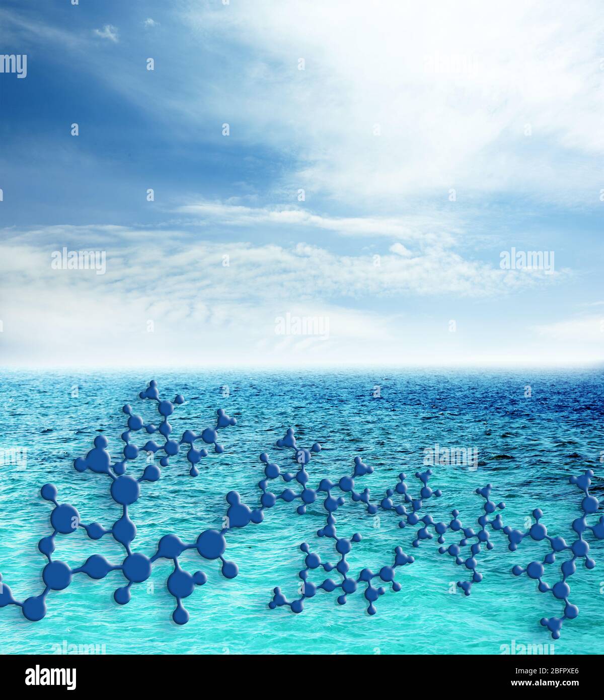 Ocean water and blue sky. Concept of environmental conservation Stock ...