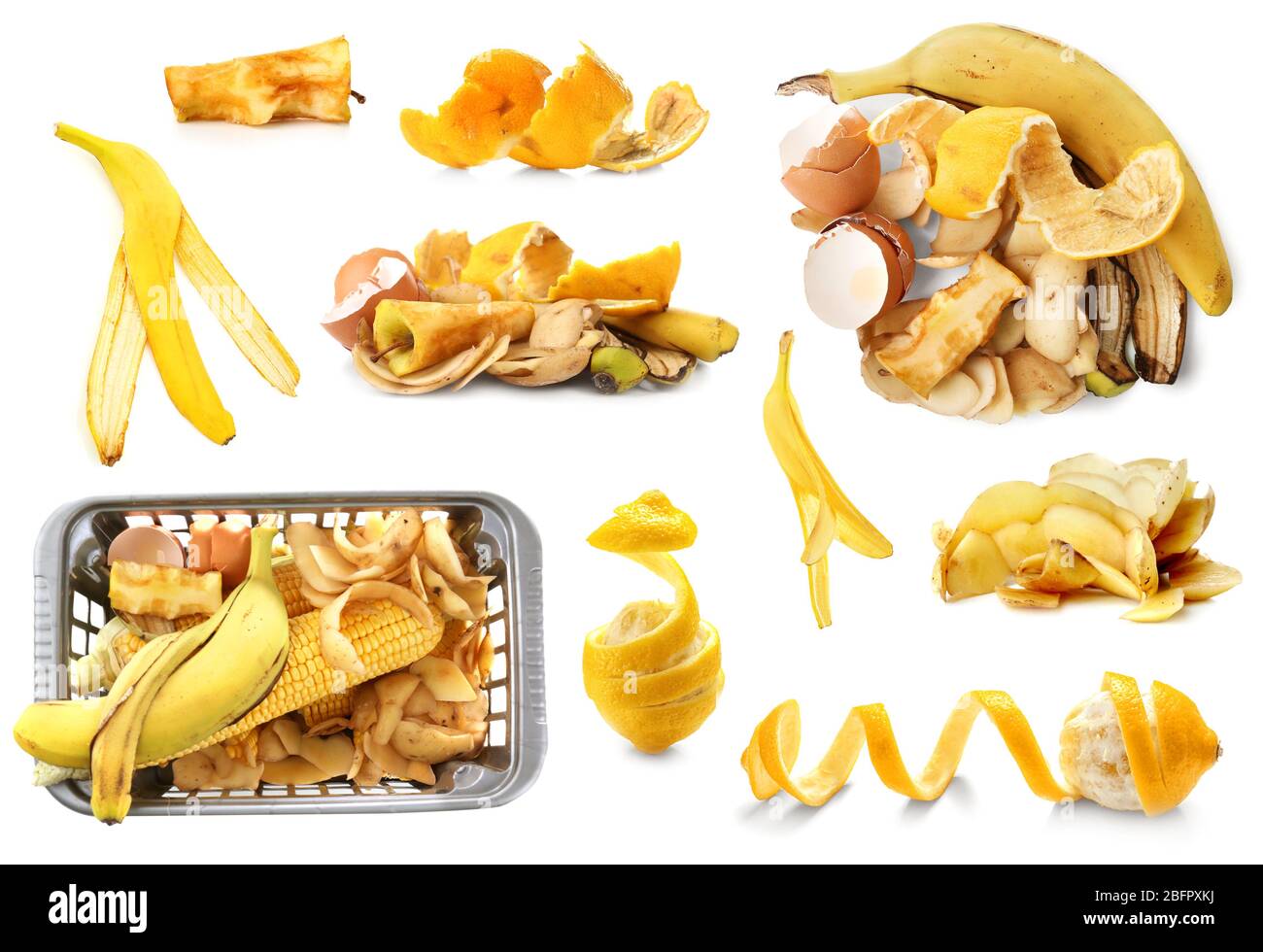 Organic garbage on white background. Concept of recycling Stock Photo ...