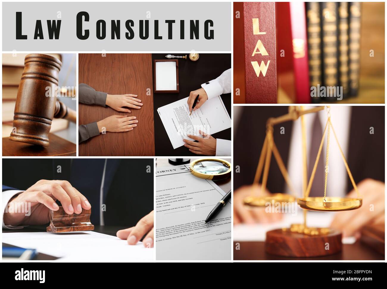 Collage for law consulting concept Stock Photo - Alamy