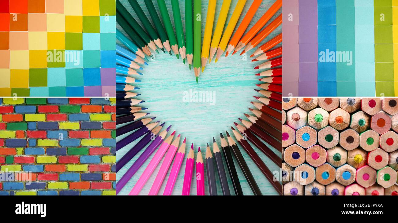 Creative collage with rainbow color mix Stock Photo - Alamy