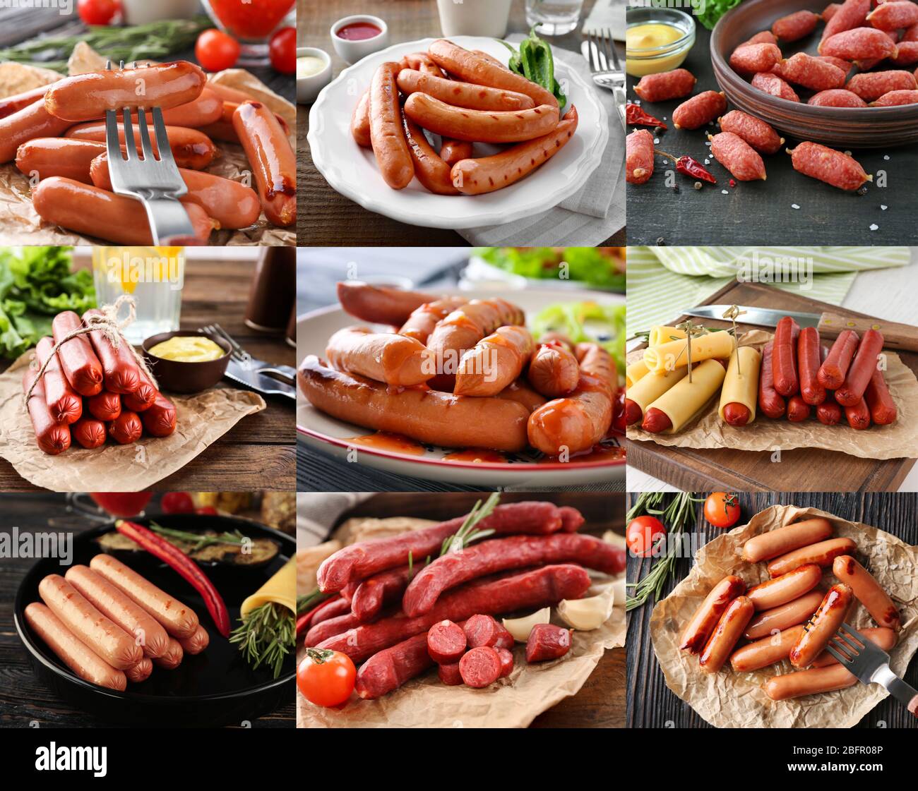 Collage with different kinds of sausages Stock Photo - Alamy