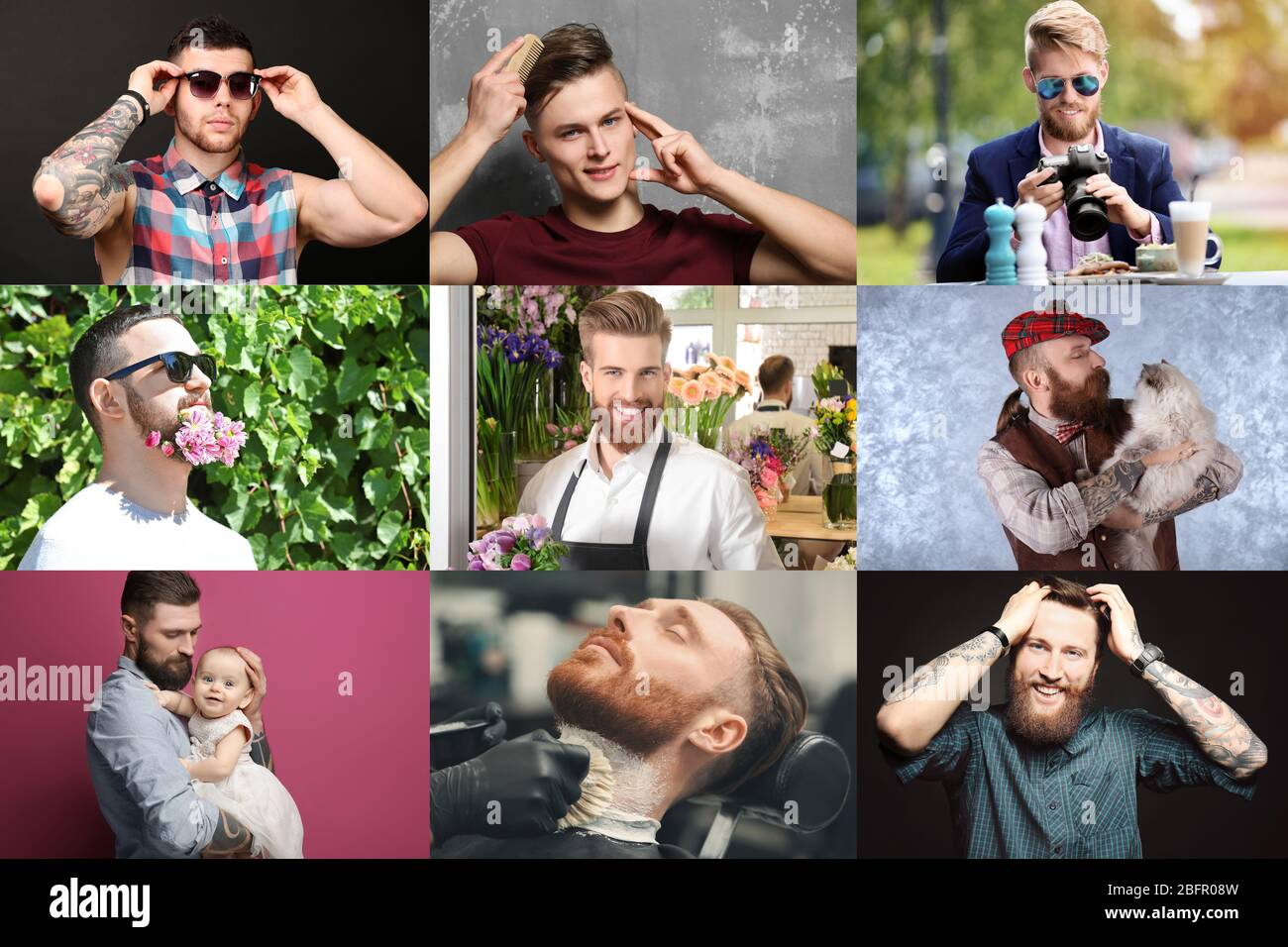 Collage with stylish young men Stock Photo - Alamy
