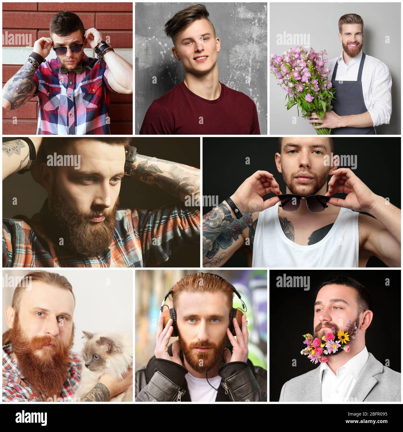 Collage with stylish young men Stock Photo - Alamy