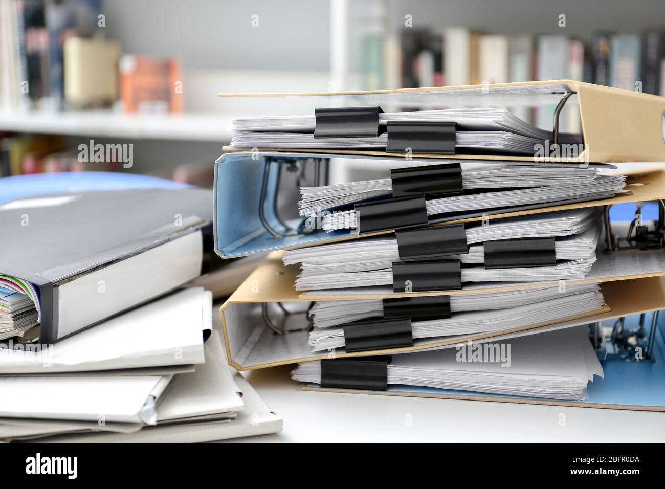 Documents on table in archive Stock Photo - Alamy