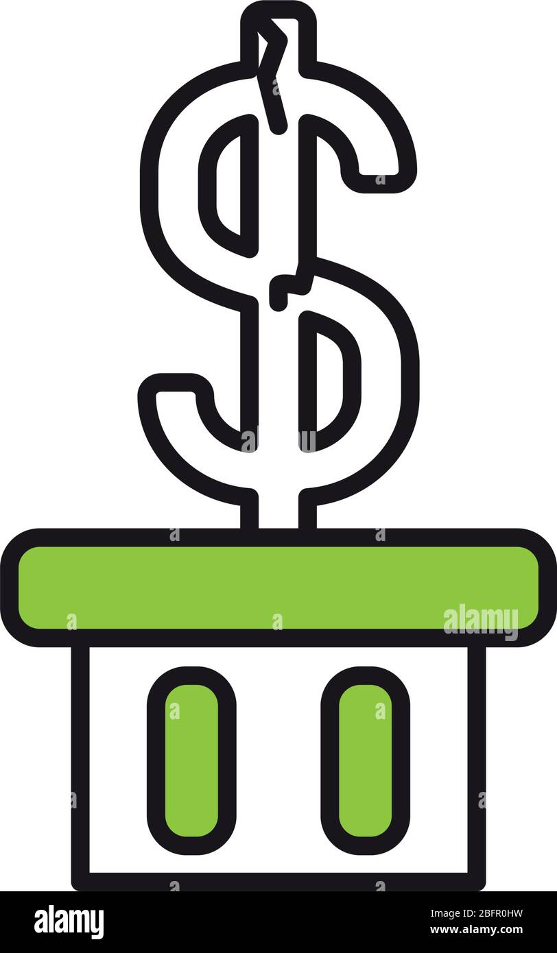 stack with money symbol icon over white background, half color half ...