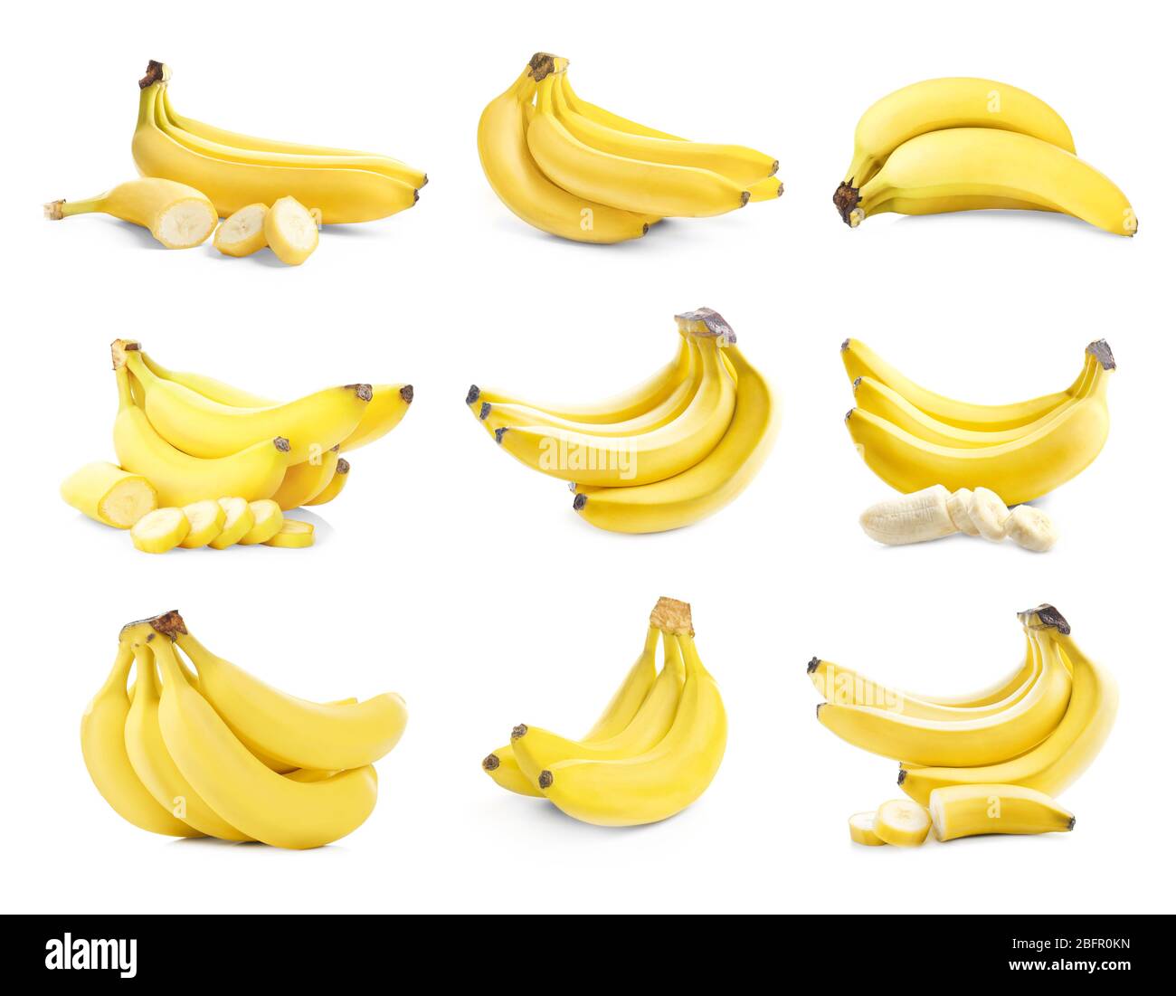 Collage of bananas on white background Stock Photo - Alamy