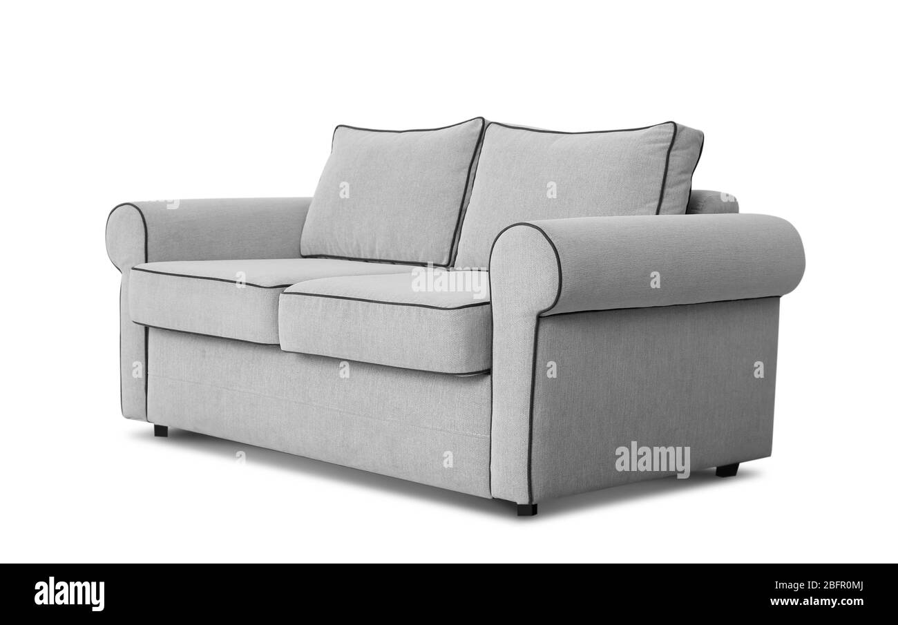 Comfortable sofa on white background Stock Photo - Alamy