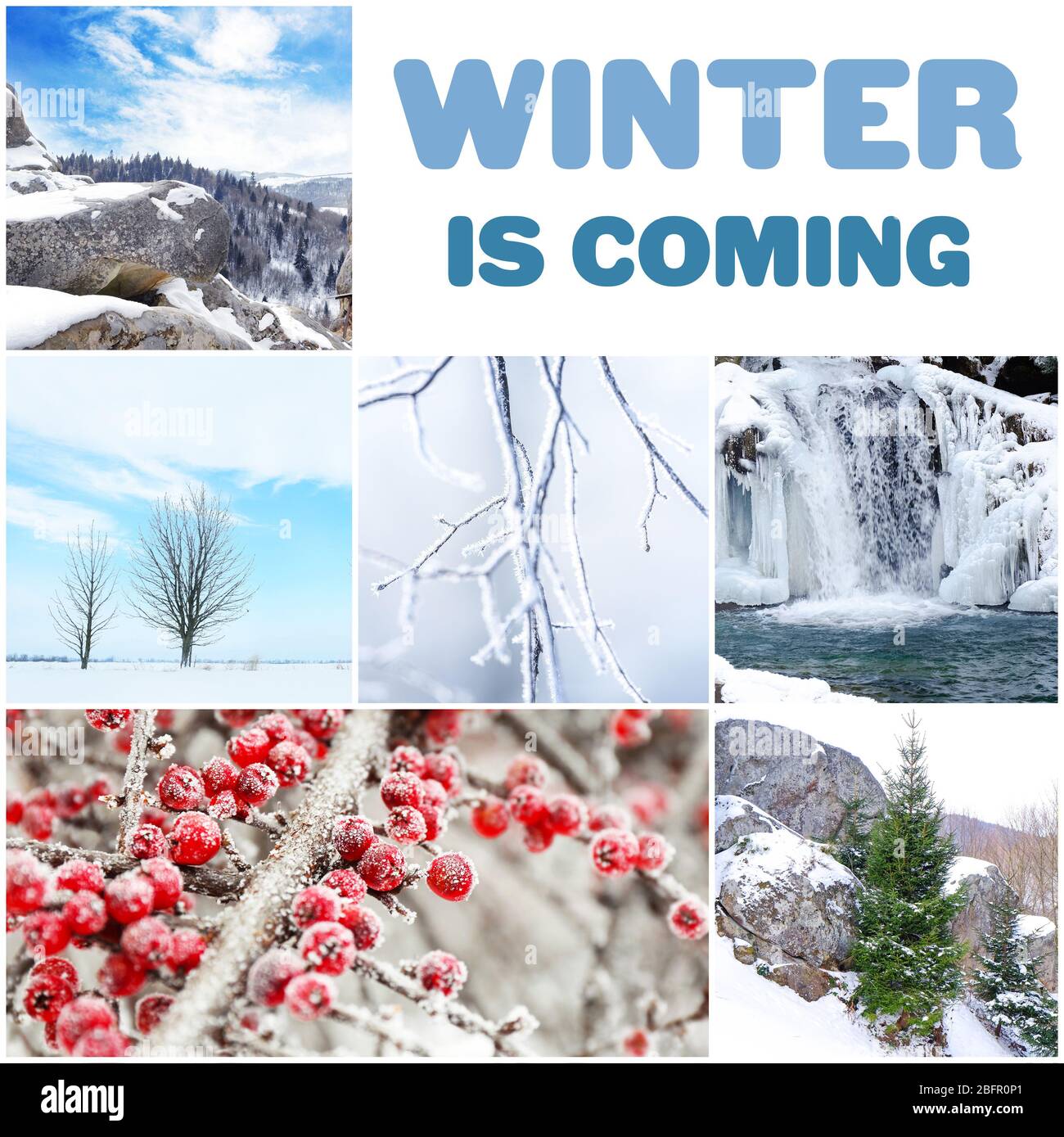 Winter snow waterfall Cut Out Stock Images & Pictures - Alamy