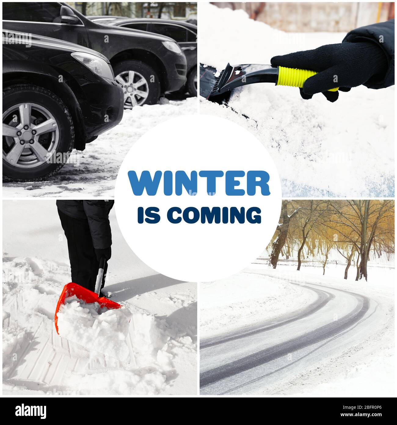 Collage for driving safety concept and text WINTER IS COMING Stock ...