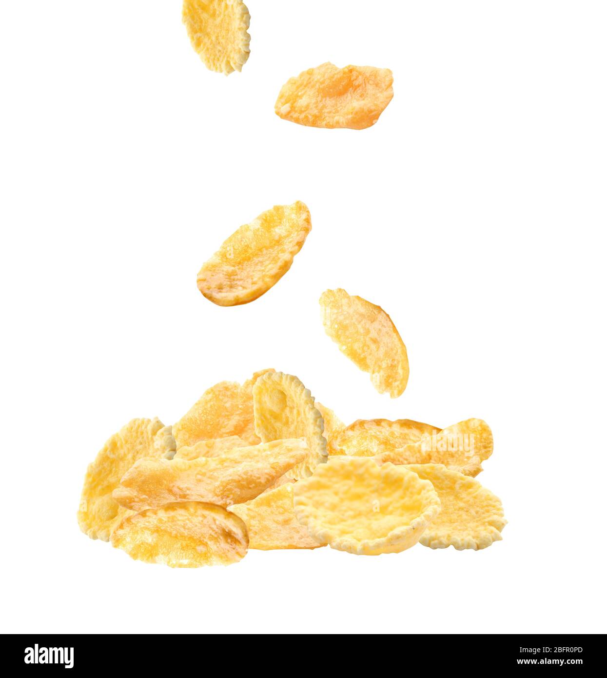 Corn flakes on white background Stock Photo - Alamy
