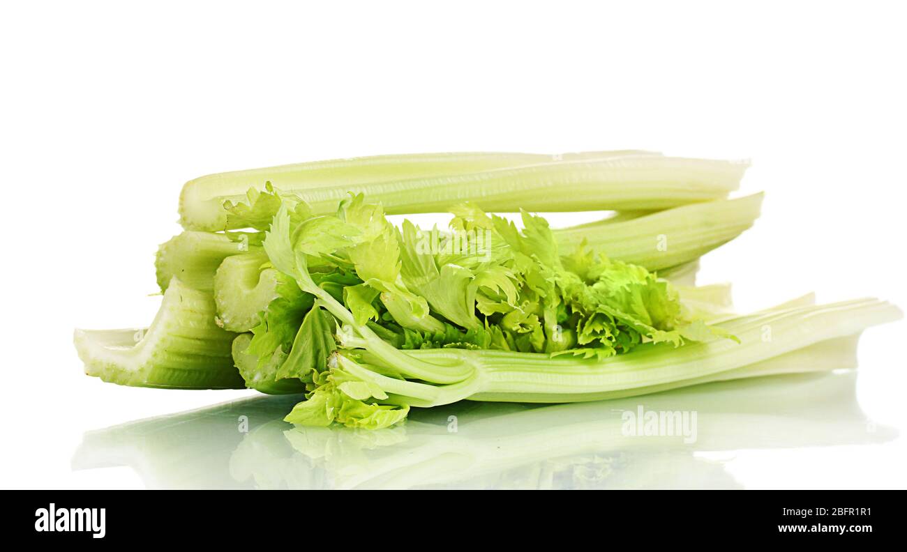 fresh green celery isolated on white Stock Photo - Alamy