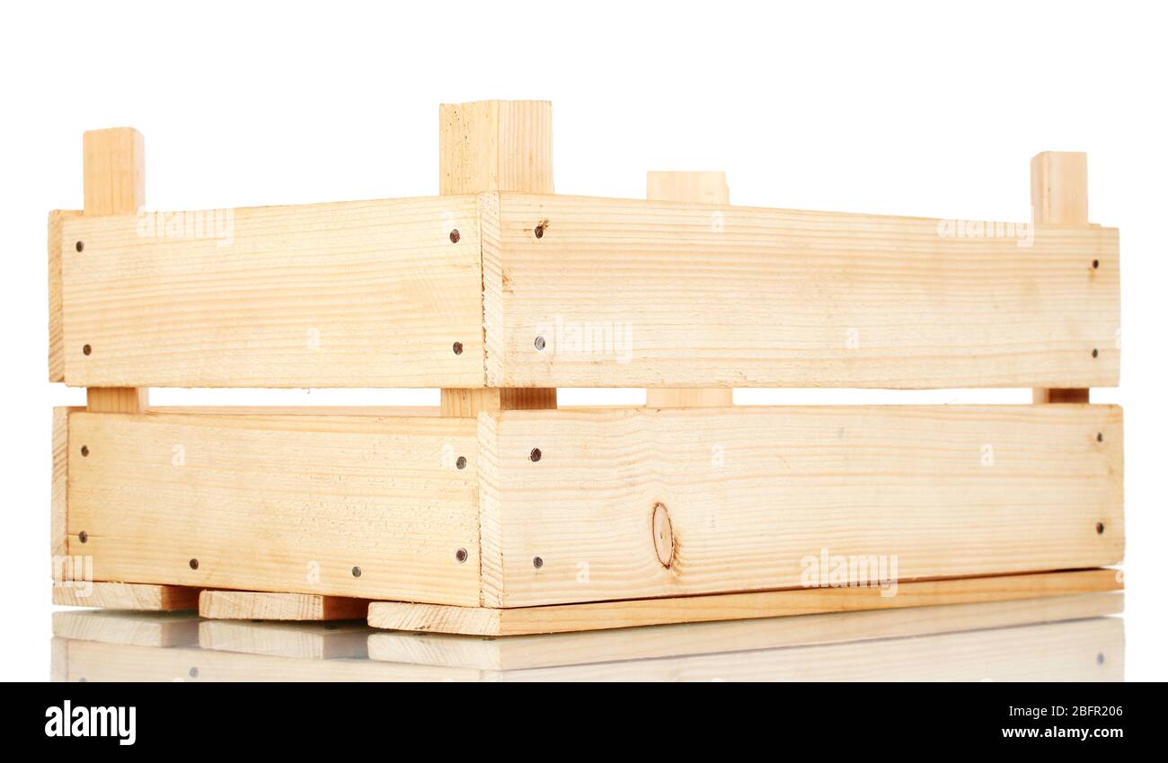 empty wooden crate isolated on white Stock Photo - Alamy