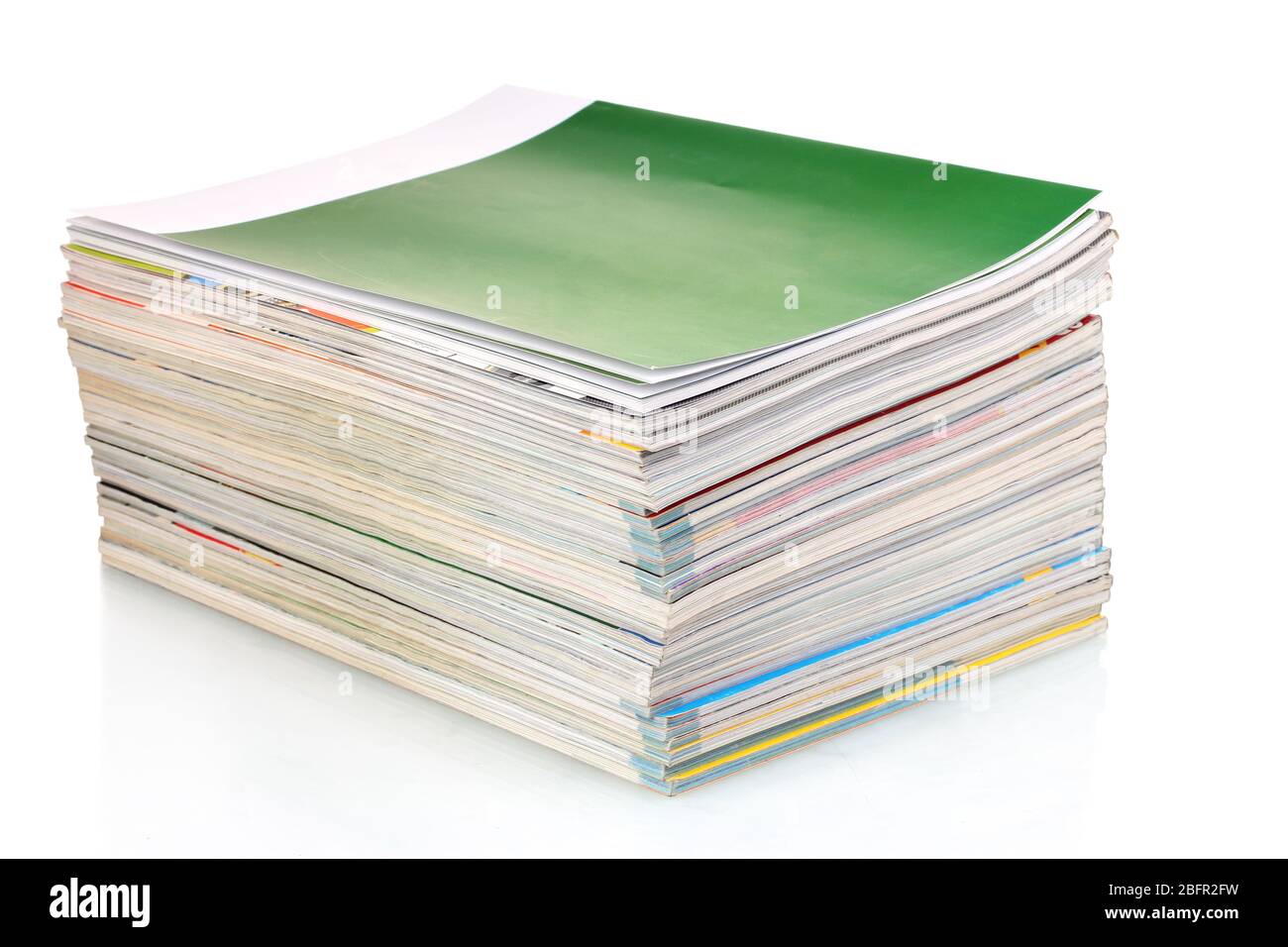 stack of magazines isolated on white Stock Photo - Alamy