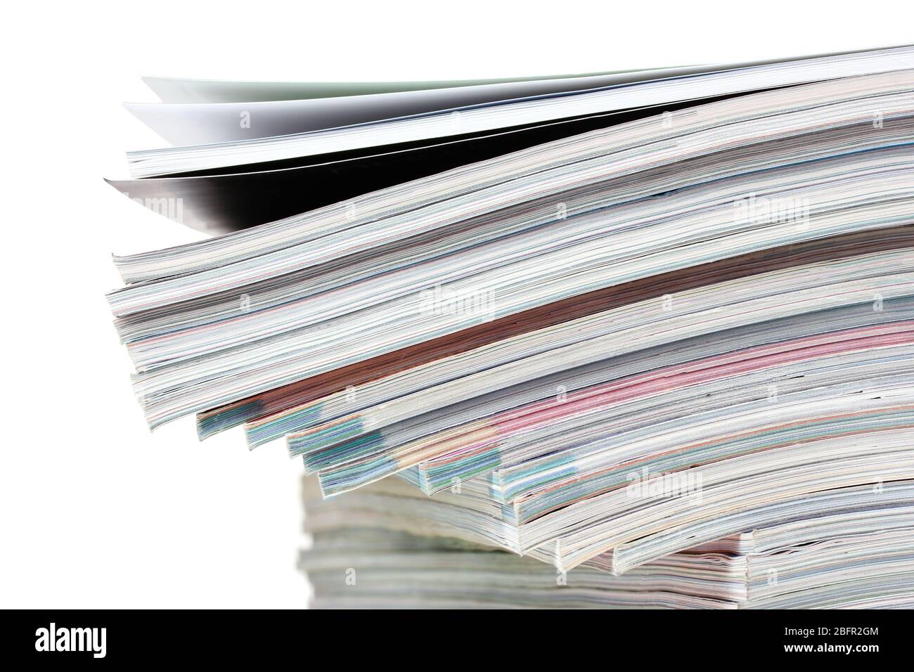 stack of magazines isolated on white Stock Photo - Alamy